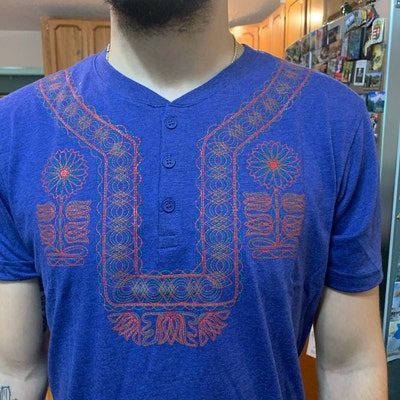 Hungarian Matyo Embroidered Apron in Stock Natural Canvas Adjustable W ...