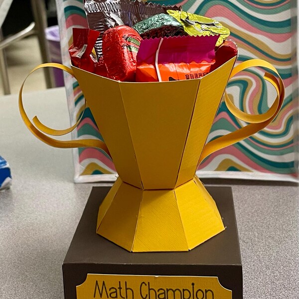 SVG File: 3D Paper Trophy Gift Box / Treat Holder / Party Favor SVG Cut ...