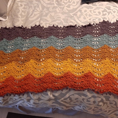Autumn Moon Wrap Crochet PDF PATTERN Blanket Scarf, Feather & Fan ...