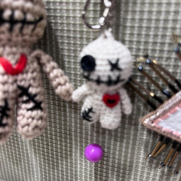 Mini Voodoo Style Doll Crochet Amigurumi Keychain, Backpack Charm ...