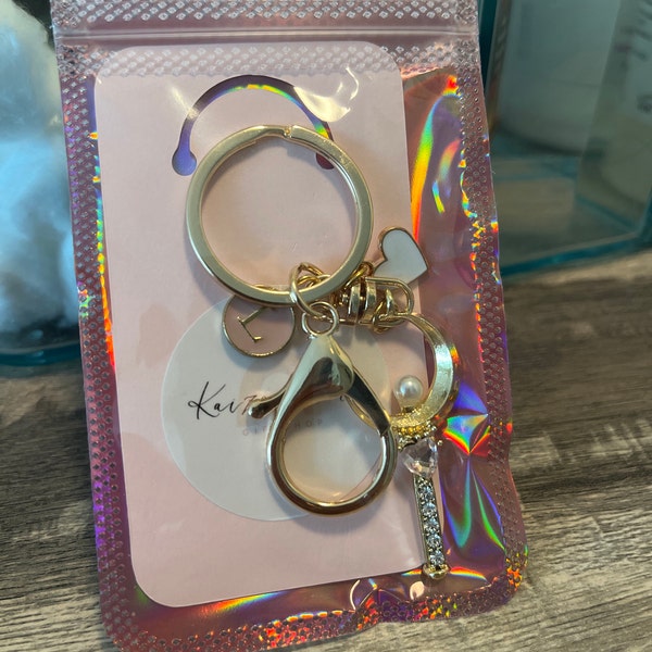 Girly Dangle Keychain Custom Initial With Flower-star-cherry-envelope ...