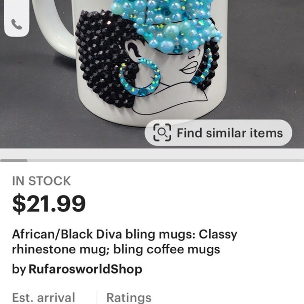 Rhinestone African Diva Mug: Handcrafted Afro Glam Coffee Cup, Story ...