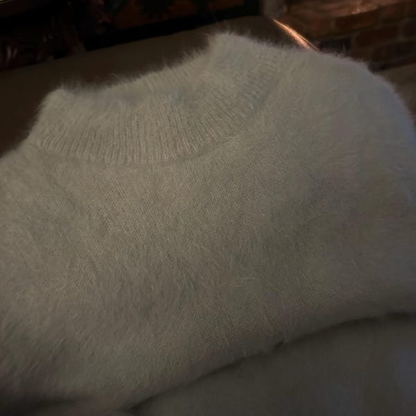 100% Angora Fuzzy Vintage White Formalwear Bridal Bolero Shrug Sweater ...