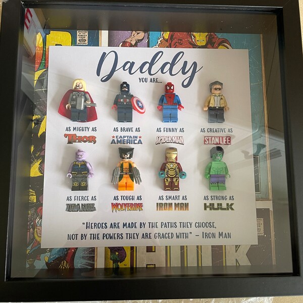 Personalised Daddy/dad Superhero Box Frame, Personalised Frame for Him ...