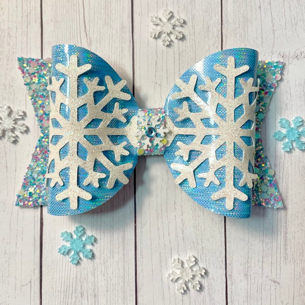 Christmas Snowflake Bow Template, Lace Bow SVG, Frozen Hair Bow PDF ...