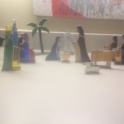Stained Glass Nativity Set 14 Pieces - Etsy