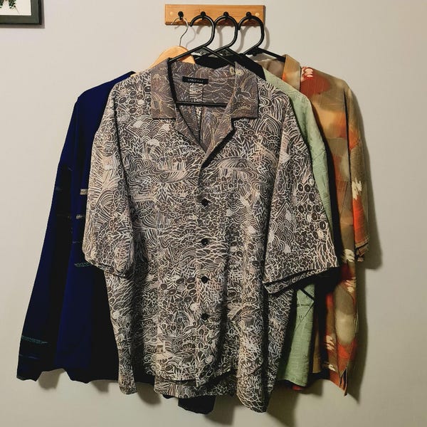 Japanese Vintage Kimono Shirt Ladys, Sheer Long Sleeve Shirt,, Kimono ...