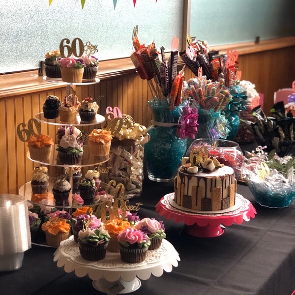 60th Birthday Cupcake Toppers | Glitter Number 60 Decorations | 60th ...