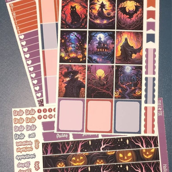 Halloween Planner Mini Sticker Kit , Autumn Vertical Weekly Kit ...