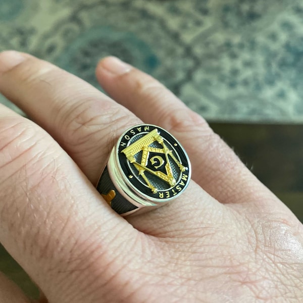 Masonic Ring Signet Ring Master Mason Freemason Mason Masonry Blue ...