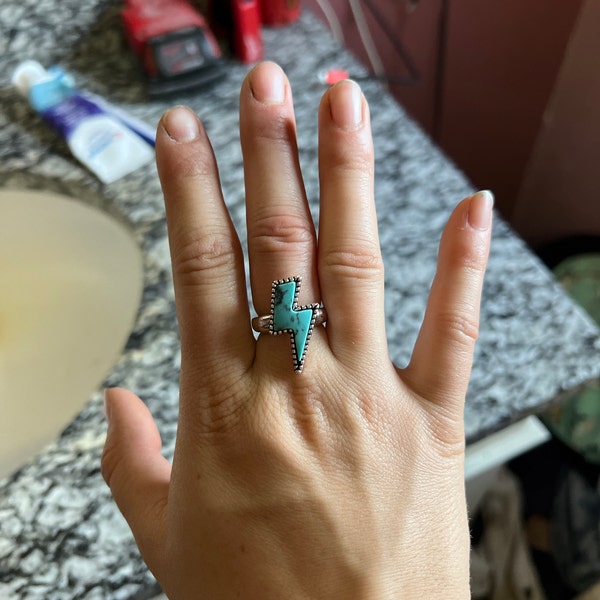 Thunderbolt Stone Ring - Etsy