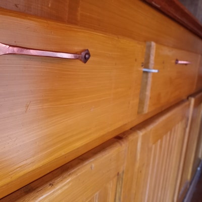 Hand Forged Solid Copper Drawer Pulls, Handles. Hammered Round Style ...