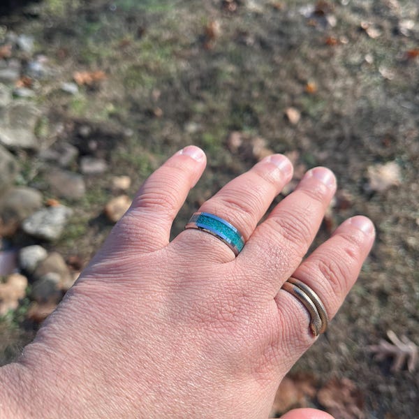 Meteorite Hammered Black Ceramic Ring | Faceted | Mens Engagement Ring ...