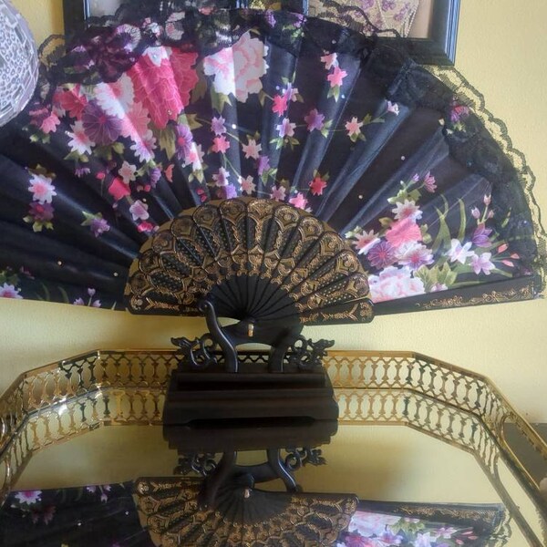 Purple Hand Fan With Peacock Motif- Multicolor Hand Fan,handheld ...