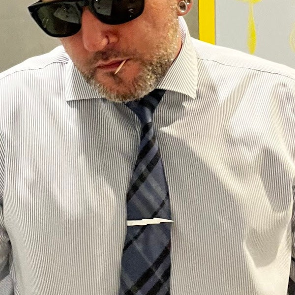 Lightning Bolt Skinny Tie Clip - Etsy