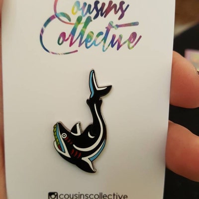 Shark Tattoo Enamel Pin Badge Lapel Pin Black Hard Enamel Traditional ...