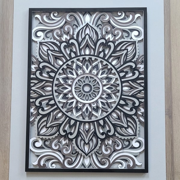 Laser Cut Multilayer Mandala Panel SVG Template - 3D Layered Vector ...