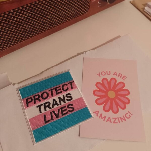 Protect Trans Lives Embroidered Patch • LGBTQ+ Pride Patch • Trans Flag ...