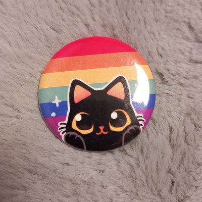 Pride Cat Flags Button Pin LGBTQ Custom Trans Gay Lesbian Bisexual Ace ...