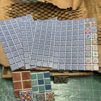 Dollhouse Flooring, Dutch Tiles, Scale Dollhouse 1:12, Tiles for ...