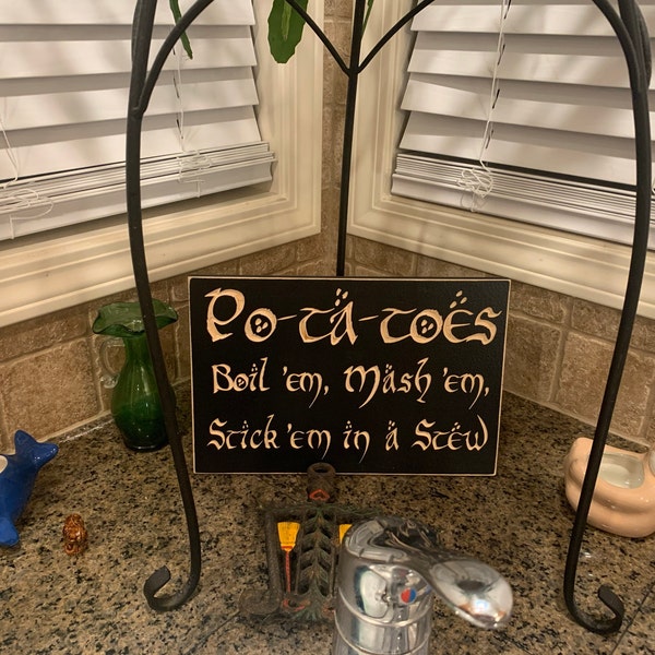 Potatoes Taters Engraved Wood Sign Hobbit Meals Menu Lord of the Rings ...