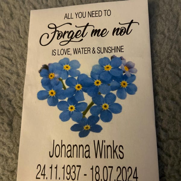 30 Personalised in Loving Memory Funeral Memorial Remembrance Forget Me ...