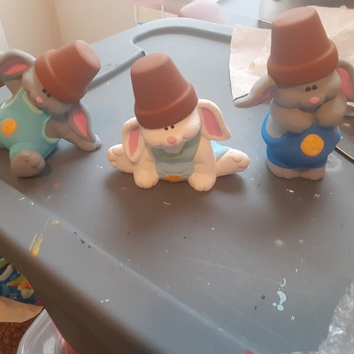 Cracked Pot Boy Bunnies 4 Set of 3 Ceramic Bisque Ready - Etsy