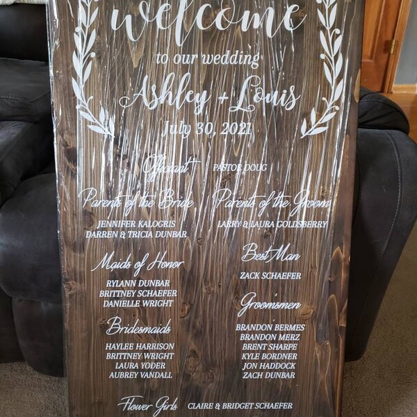 Bridal Party Sign | Wedding Program Sign |wedding Welcome Sign ...
