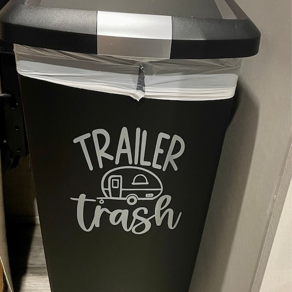 Trailer Trash Decal | RV Decals | Camper Decor | Vinyl Trash Can Decal ...