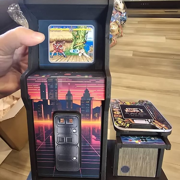 Retro Arcade Desk Top Organizer, Arcade Cabinet, Business Card Holder ...