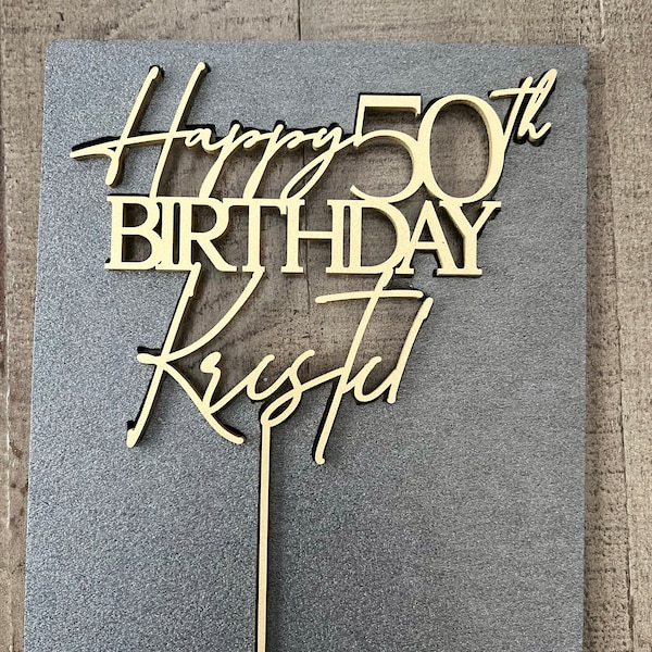 Happy 50th Birthday Cake Topper, Custom Cake Toppers for Birthday ...
