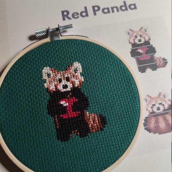 Red Panda Bundle Cross Stitch Pattern PDF - Red Panda Embroidery PDF ...