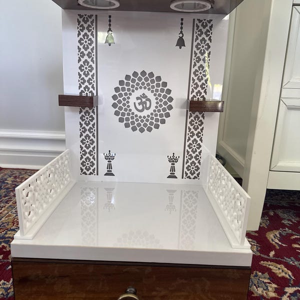 Shriji Temples Wooden Temple With LED Light for Home and Office Puja ...