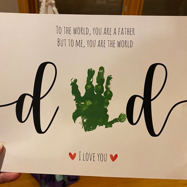 DAD Handprint Footprint Art Craft, Father's Day Gift for Dad, DIY Baby ...