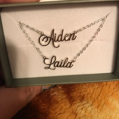 Two Names Necklace, 2 Names Necklace, Double Chain Name Necklace ...