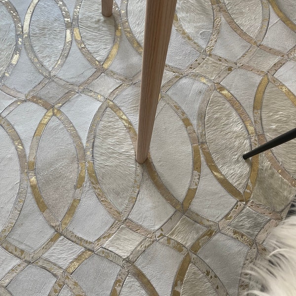 Black & Gold : Hand Patched and Hand Stitched Cowhide Rug - Herringbone ...