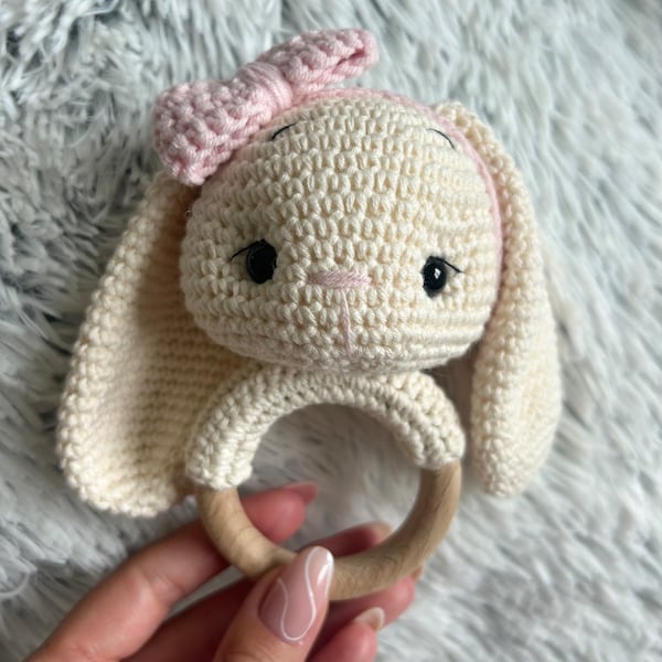 Crochet Rattle, Cute Bunny Rattle, Baby Shower Gift, Christening Gift ...