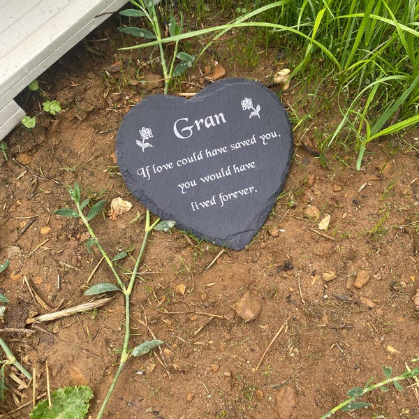 Engraved Natural Slate Heart Memorial Grave Marker Headstone Stone ...