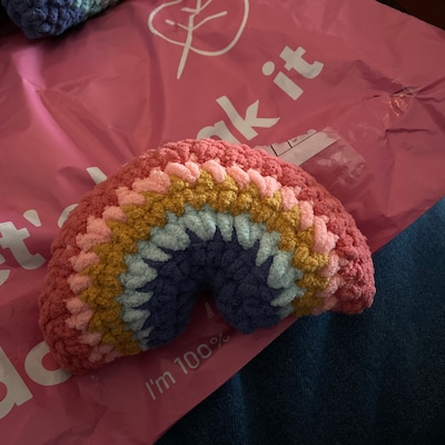 Crochet Rainbow Pillow Whimsy Cushion Stuffy Stuffie Toy - Etsy