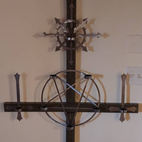 Inverted Cross - W Pentagram Candle Holder - Etsy
