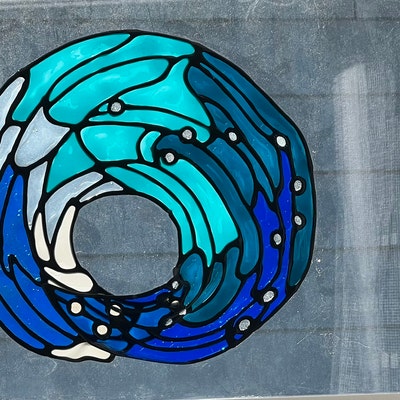 Ocean Wave Stained Glass Window Cling - Etsy