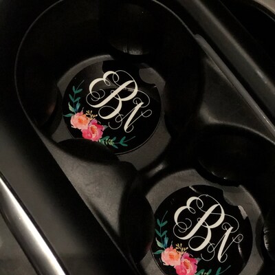 Monogrammed Car Coasters, Monogrammed Coaster Set, Personalized Car ...