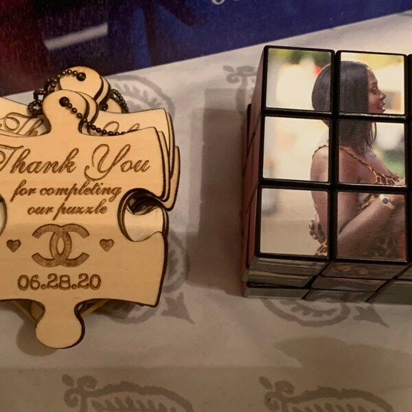 Puzzle Wooden Tag Personalized Engraved Thank You Wedding Gift Tags ...