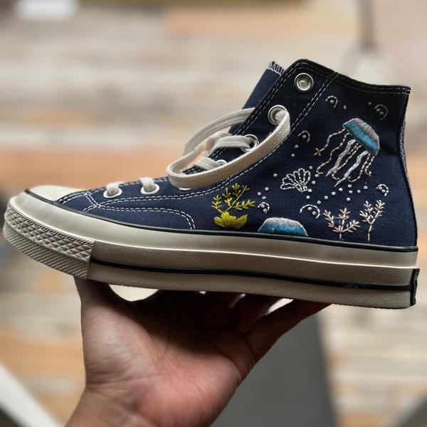 Customized Gold Snake Converse Embroidered Shoes,1970s Converse Chuck ...