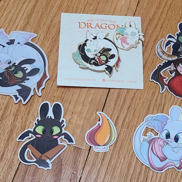 Yin and Yang Hard Enamel Pin, HTTYD, Nightfurry and Lightfurry, Gold ...