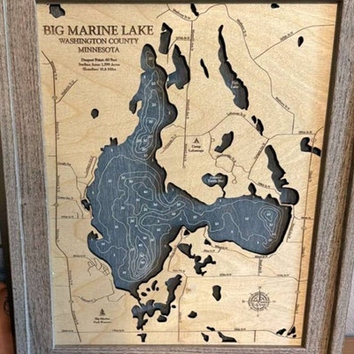 Wonder Lake Map, Lake Map, Custom Lake Map, Wood Lake Map, 3D Wall Art ...