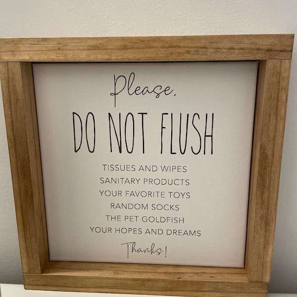 Please Do Not Flush...— Funny Bathroom Rules Canvas, Toilet Humor ...