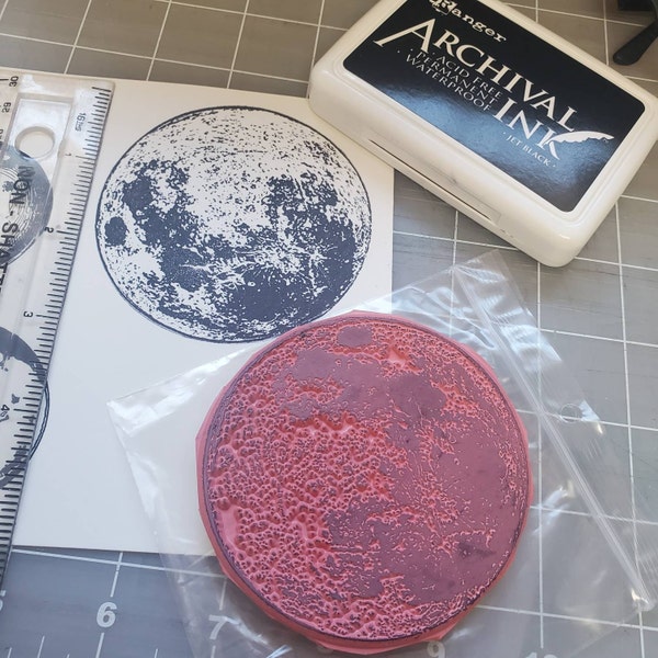 Moon RUBBER STAMP, Space Rubber Stamp, Moon Landing Stamp, Lunar Rubber ...