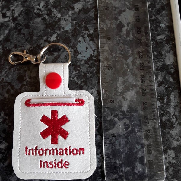 ITH Medical Alert Key Fob, Medical Alert Bag Tag, Key Fob Embroidery ...