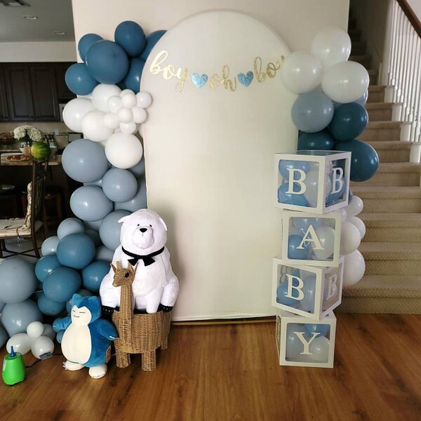 11.75” Clear Baby Shower Balloon Block Kit W/ White Letters, Clear ...